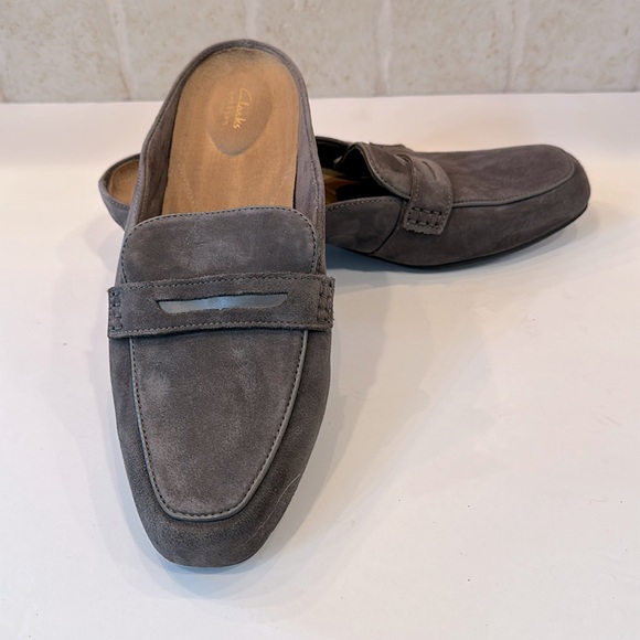 Clarks | Shoes | Clarks Keesha Donna Mules In Dark Grey Suede Size W ...